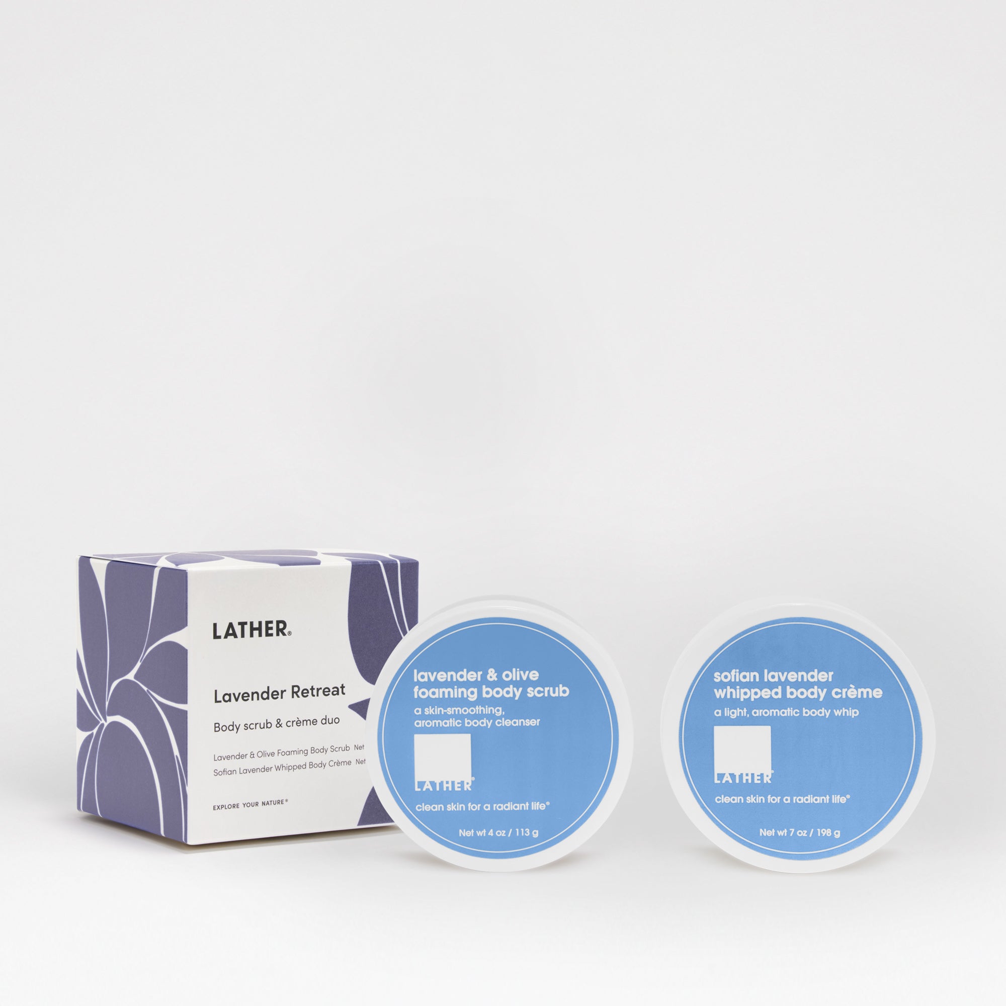 Lavender Retreat Foaming Body Scrub & Body Crème | LATHER